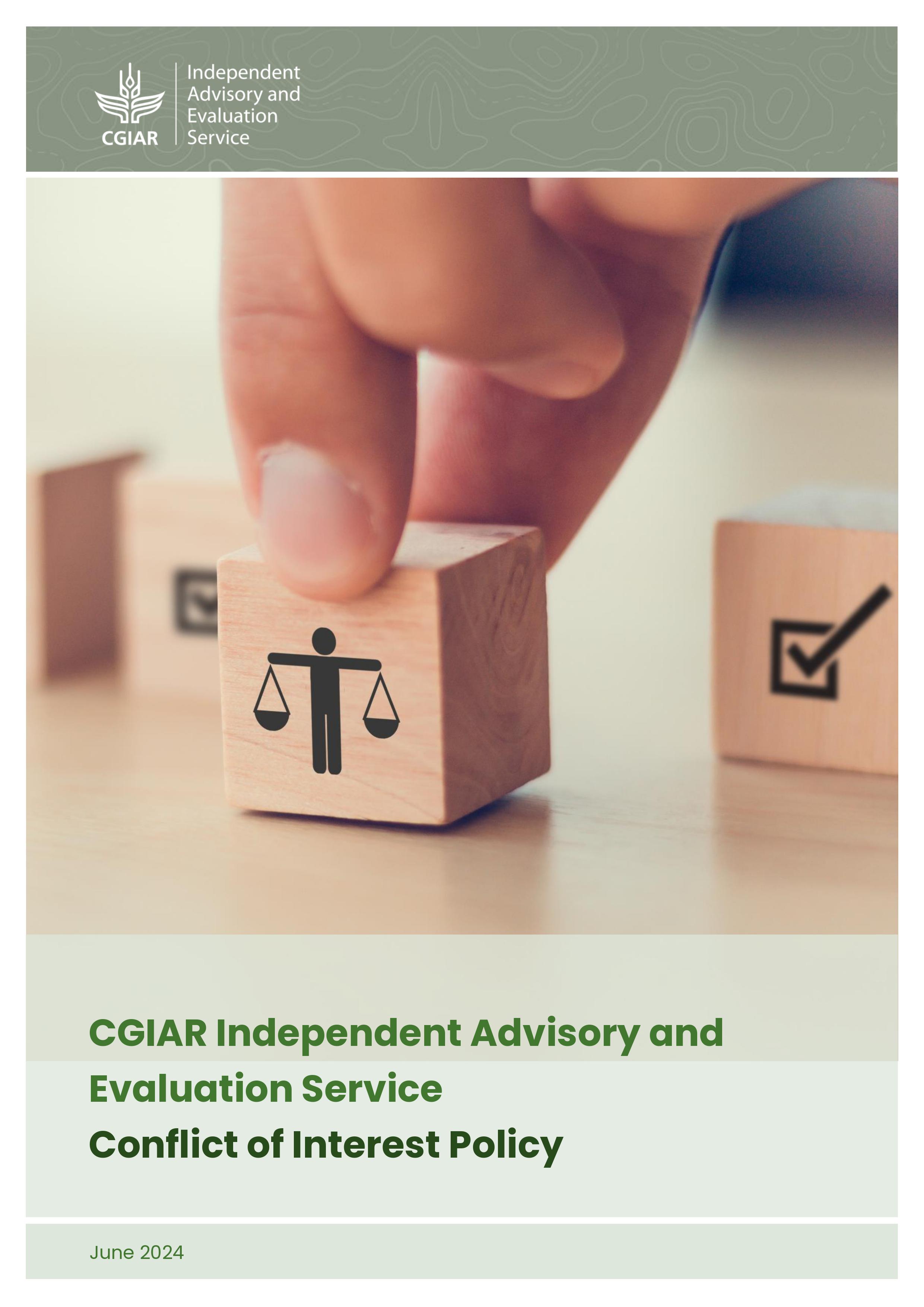 CGIAR Independent Advisory and Evaluation Service Conflict of Interest Policy | IAES | CGIAR ...